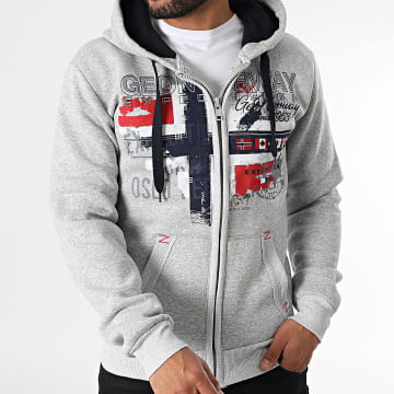 Geographical Norway - Sweat Zippé Capuche Getchup Gris Chiné - LaBoutiqueOfficielle.com