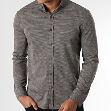 Classic Series - Chemise Manches Longues Marron Blanc ...