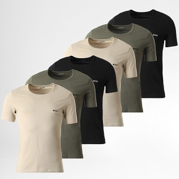 BOSS - Lot De 6 Tee Shirts 50517858 Noir Beige Vert Kaki ...