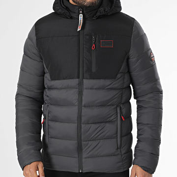 Geographical Norway - Doudoune Capuche Batilo Noire Gris Anthracite ...