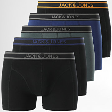 Jack And Jones - Lot De 5 Boxers Marc Noir Vert Kaki Bleu Marine ...