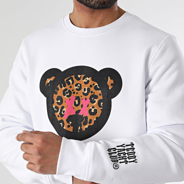Teddy Yacht Club - Sweat Crewneck Cheetah Print Blanc ...