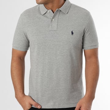 Polo Ralph Lauren - Polo Manches Courtes Slim Coton Piqué Gris Chiné ...