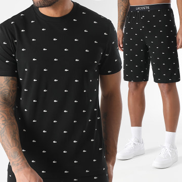 Lacoste - Set classico di maglietta nera e pantaloncini da jogging - Ryses