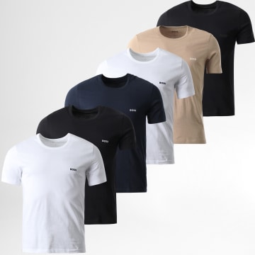 BOSS - Lot De 6 Tee Shirts Classic 50475284 50532468 Blanc Noir Bleu ...