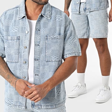 Uniplay - Ensemble Chemise Jean Manches Courtes Et Short Jean 217 Bleu ...