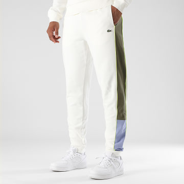 Lacoste - Pantalon Jogging Logo Brodé Crocodile Blanc Bleu Clair Vert ...