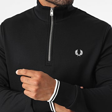 Fred Perry - Sweat Col Zippé Half Zip M3574 Noir - LaBoutiqueOfficielle.com