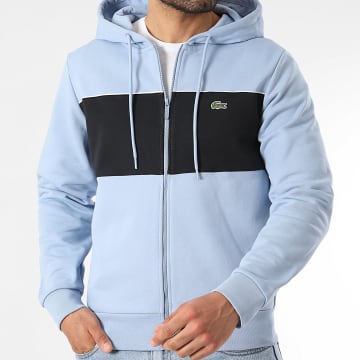Lacoste - Sweat Zippé Capuche Classic Fit Logo Brodé Crocodile Bleu ...