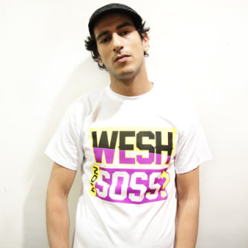 Y et W - Tee Shirt Y et W Wesh Mon Soss Blanc Typo Jaune Violet ...