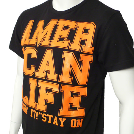 American Life - Tee Shirt American Life TS001 Noir Typo Orange ...
