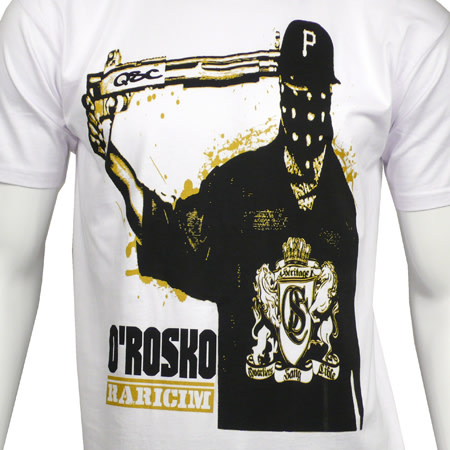 Ghetto Fabulous Gang - Tee Shirt O'Rosko Raricim Blanc Typo Noir Or ...