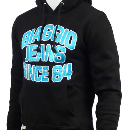 Biaggio Jeans - Sweat Capuche Biaggio Bavus Noir Typo Bleu Turquoise ...