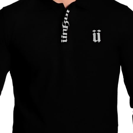 Unkut - Polo Manche Longue Unkut Bicolore Noir Typo Blanc ...