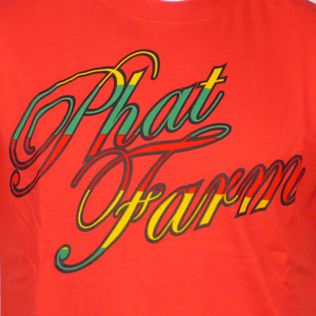 Phat Farm - Tee Shirt Phat Farm TS033 Rouge Logo Rasta ...