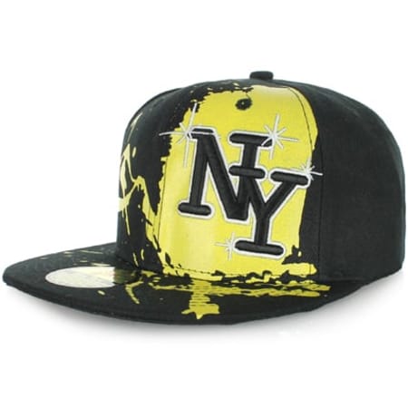 Bling Bling - Casquette Snapback Bling Bling NY Splatter Noir Jaune ...