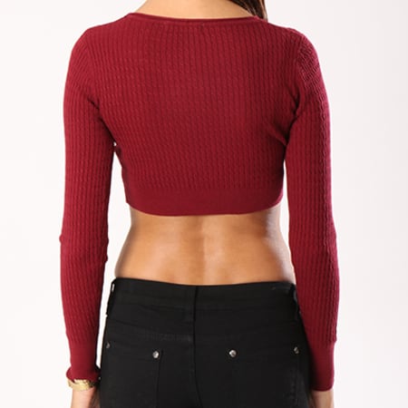 Girls Outfit - Pull Crop Femme PL3100 Bordeaux - LaBoutiqueOfficielle.com