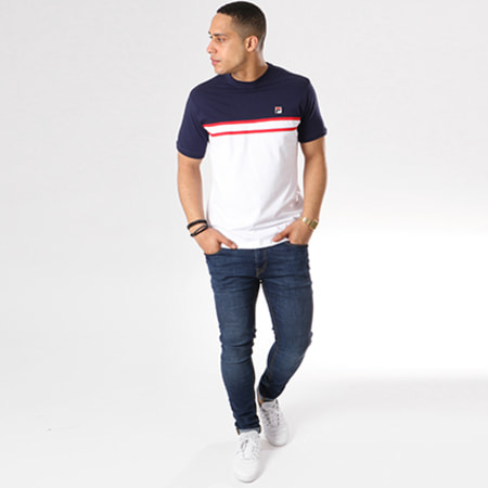 Tee Shirt Baldi 684354 Blanc Bleu Marine