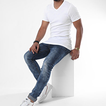 Dim - Tee Shirt Slim Col V D09BJ Blanc - LaBoutiqueOfficielle.com