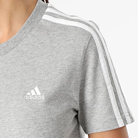 Adidas Sportswear - Tee Shirt Femme A Bandes 3 Stripes GL0785 Gris ...