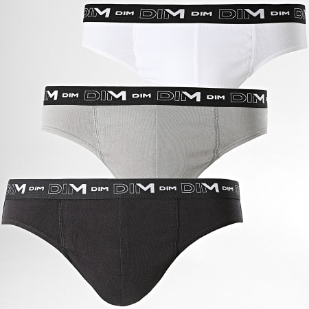 Dim - Lot De 3 Slips Coton Stretch D6595 Noir Gris Blanc ...