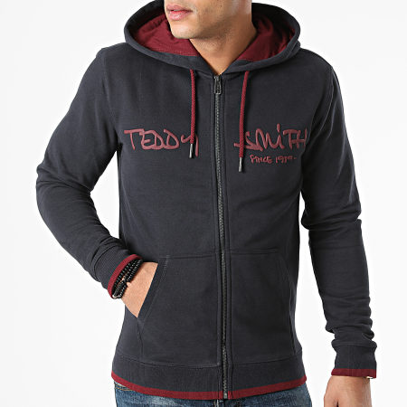 Teddy Smith - Sweat Zippé Capuche Giclass 10913638D Bleu Marine ...
