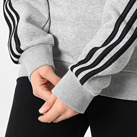 Adidas Sportswear - Sweat Crewneck Femme A Bandes GK9110 Gris Chiné ...