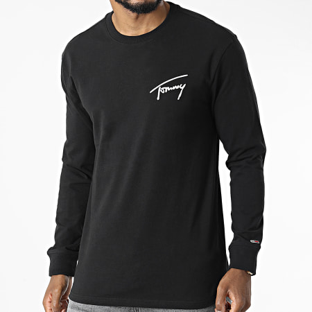 Tommy Jeans - Tee Shirt Manches Longues Tommy Signature 4028 Noir ...