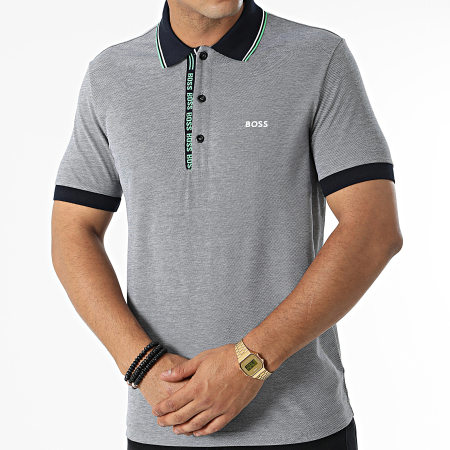 BOSS - Polo Manches Courtes 50469391 Bleu Marine Chiné ...