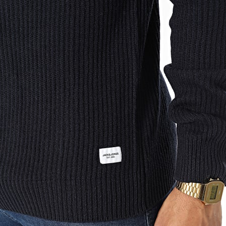 Jack And Jones - Pull Pannel Bleu Marine - LaBoutiqueOfficielle.com