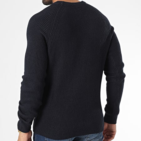 Jack And Jones - Pull Pannel Bleu Marine - LaBoutiqueOfficielle.com