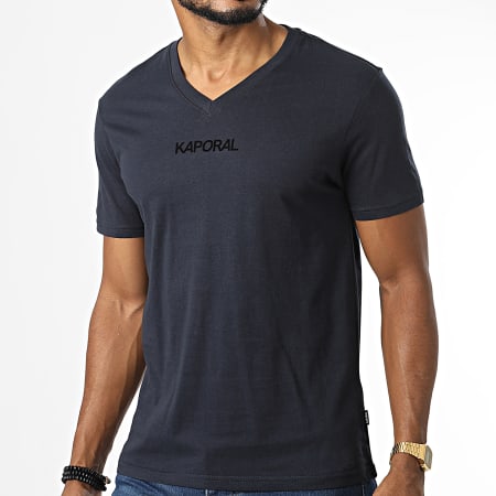 Kaporal - Tee Shirt Col V Peter Bleu Marine - LaBoutiqueOfficielle.com