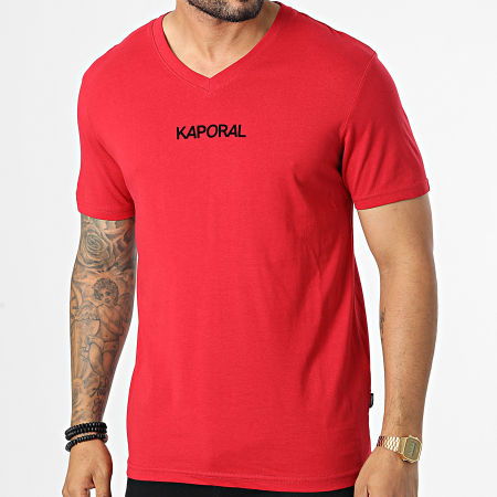 Kaporal - Tee Shirt Col V Peter Rouge - LaBoutiqueOfficielle.com