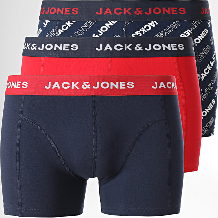 Jack And Jones - Lot De 3 Boxers Brand Bleu Marine Rouge ...