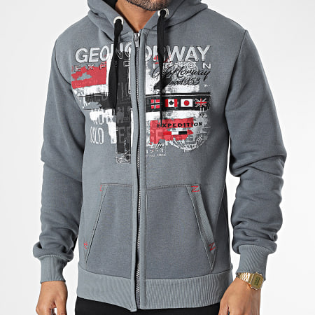 Geographical Norway - Sweat Zippé Capuche Getchup Gris Souris - LaBoutiqueOfficielle.com