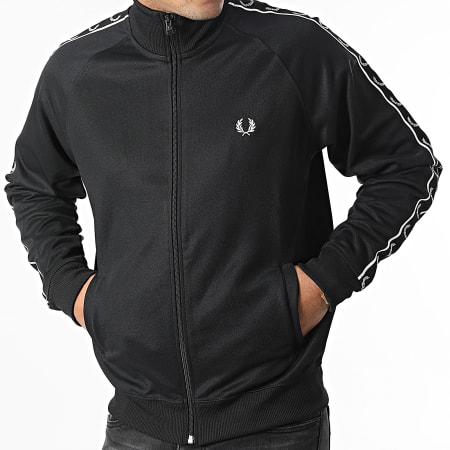Fred Perry - Veste Zippée A Bandes Seasonal Taped J4621 Noir ...