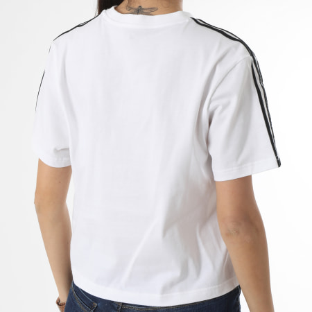 Adidas Sportswear - Tee Shirt Crop Femme 3 Stripes HR4915 Blanc ...