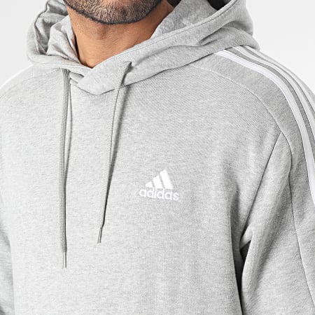 Adidas Sportswear - Sweat Capuche A Bandes IC0437 Gris Chiné ...