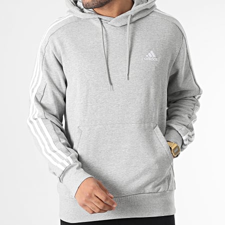 Adidas Sportswear - Sweat Capuche A Bandes IC0437 Gris Chiné ...