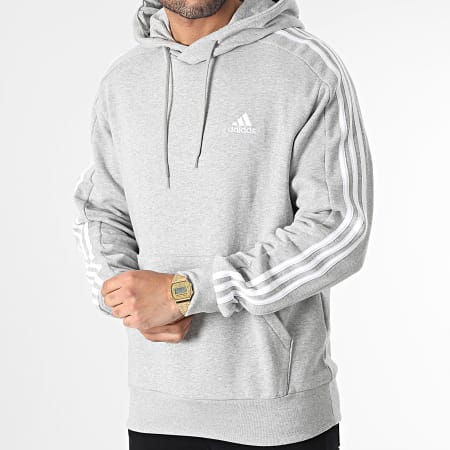 Adidas Sportswear - Sweat Capuche A Bandes IC0437 Gris Chiné ...