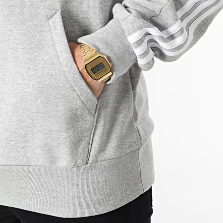 Adidas Sportswear - Sweat Capuche A Bandes IC0437 Gris Chiné ...