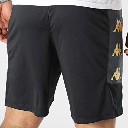 Kappa - Short Jogging A Bandes Gondo 351F5XW Noir Doré ...