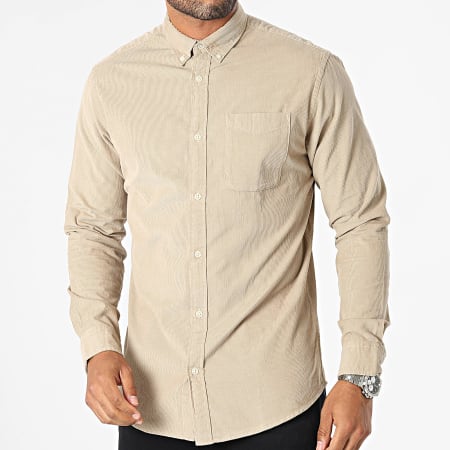 Jack And Jones - Chemise Manches Longues Classic Cord Beige ...
