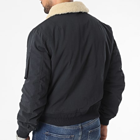 Schott NYC - Veste Bomber B18 Bleu Marine - LaBoutiqueOfficielle.com