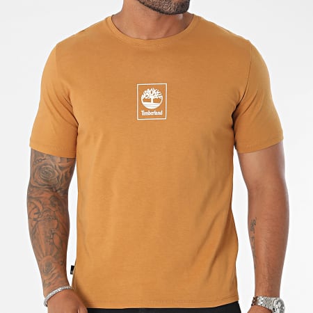 Timberland - Tee Shirt Stack Logo A69AW Camel - LaBoutiqueOfficielle.com
