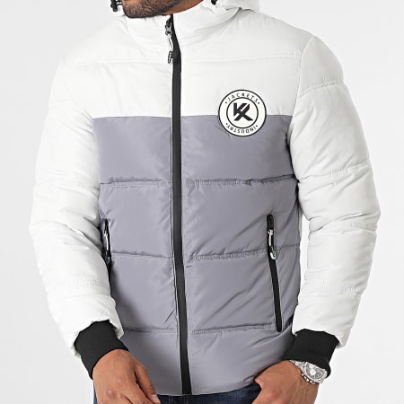 Kymaxx - Doudoune Capuche Gris Blanc - LaBoutiqueOfficielle.com