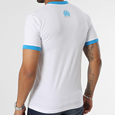 OM - Tee Shirt De Foot M23007C Blanc Bleu Ciel - LaBoutiqueOfficielle.com