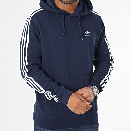 Adidas Originals - Sweat Capuche A Bandes 3 Stripes IL2489 Bleu Marine ...