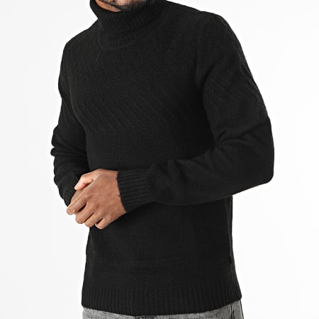 Jack And Jones - Pull Col Roulé Milo Noir - LaBoutiqueOfficielle.com