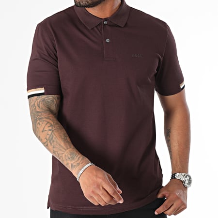BOSS - Polo Manches Courtes Parlay 147 50467113 Marron Foncé ...